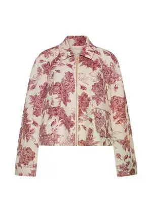 Cara Cara Andrew Floral-pattern Cropped Jacket - Neutrals