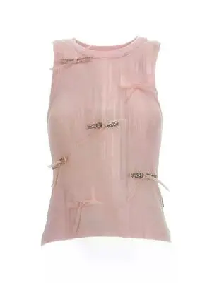 DES_PHEMMES Ribbon Embellishment Top - Pink