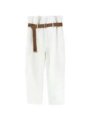 Plan C High-waist Cropped Trousers - White