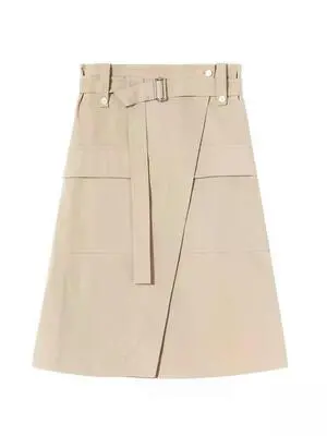 Plan C Belted A-line Skirt With Pockets