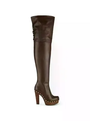 Chloé Lola Studded Boots - Brown