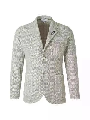 LARDINI Herringbone Single-breasted Blazer - Green