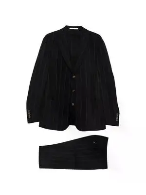 Eleventy Pinstripe Suit - Black