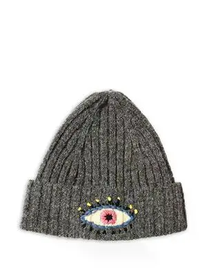 Kapital 5g Embroidered-detail Wool Knit Beanie - Grey