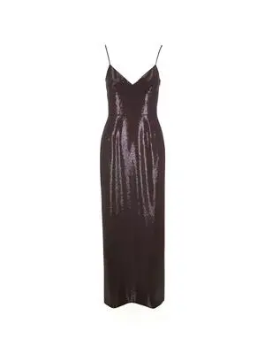 Michael Kors Sequin Embellished V-neck Dress - Brown