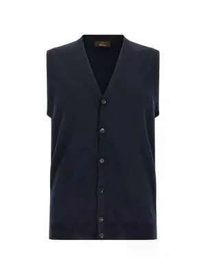 SLOWEAR Button-front Knitted Vest - Blue