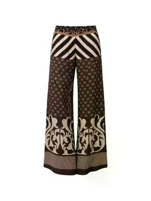 MIHOS Printed Straight Trousers - Brown