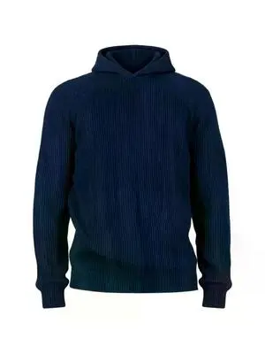 MC2 SAINT BARTH Malcom Ribbed Long-sleeve Hoodie - Blue