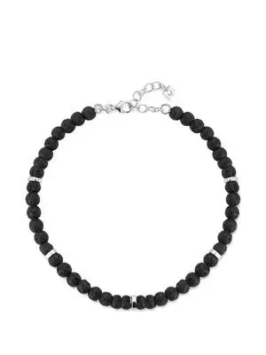 Mateo Hex Nut Lava Rock Bracelet - Black