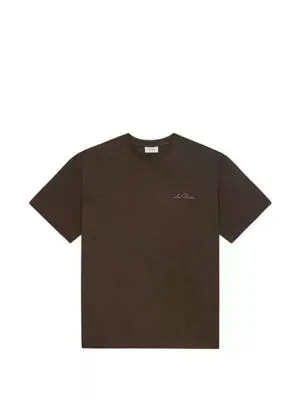 LES DEUX Crew Cotton T-shirt - Brown