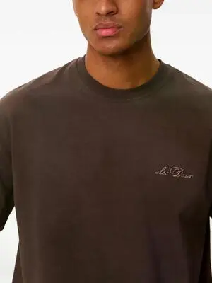 LES DEUX Crew Cotton T-shirt - Brown