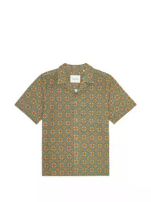 LES DEUX Lukas Arabesque Cotton Shirt - Green