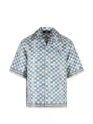 Amiri Checkered Logo-detail Printed Shirt - Blue