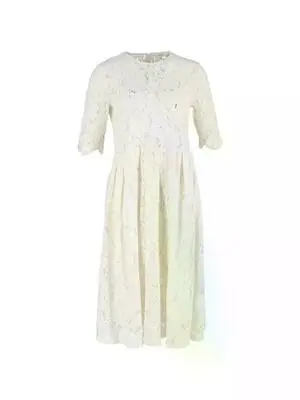 GANNI Lace Detailed Midi Dress - Neutrals