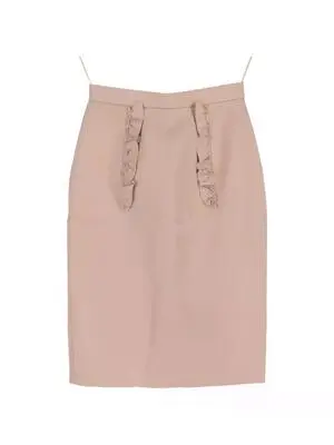 Miu Miu 2023 Pencil Ruffle Skirt - Neutrals