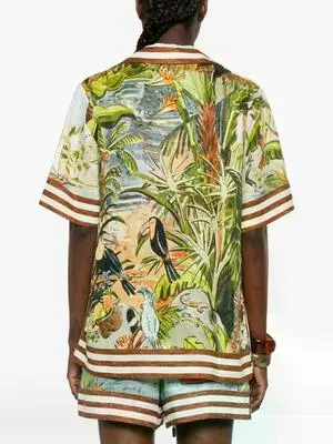 ALEMAIS Printed Shirt With Striped Trim - Blue