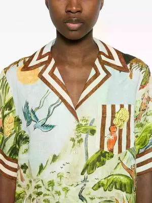 ALEMAIS Printed Shirt With Striped Trim - Blue