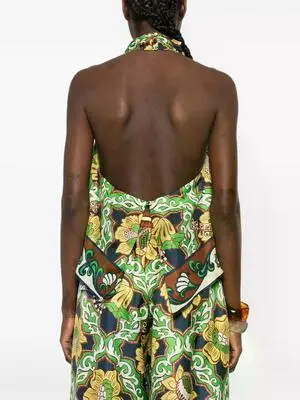 ALEMAIS Liana Floral Halterneck Top - Green
