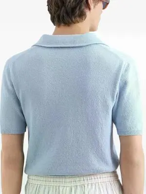 Dolce & Gabbana Collared Knitted Polo Shirt - Blue