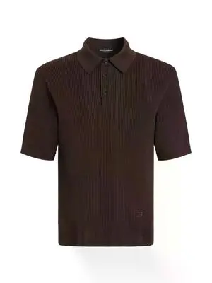 Dolce & Gabbana Ribbed Polo Shirt - Brown