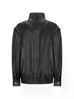 Alessandra Rich Removable-sleeve Leather Bomber Jacket