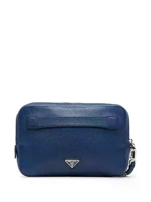Prada 2010-2023 Enamel Triangle Logo Clutch