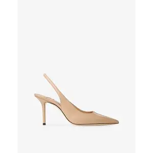 JIMMY CHOO Love Slingback 85 Leather Heels - Chai