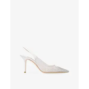 JIMMY CHOO Love Slingback 85 Mesh Pumps - White/crystal
