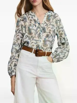 Veronica Beard Soleil Paisley V-neck Blouse
