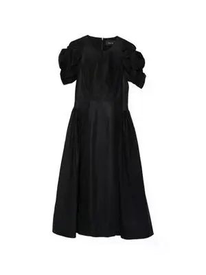 Simone Rocha Rose Puff-sleeve Midi Dress - Black