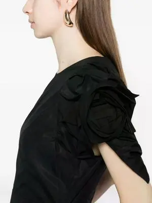 Simone Rocha Rose Puff-sleeve Midi Dress - Black