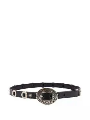 GOLDEN GOOSE Oval-buckle Embellished Belt - Black