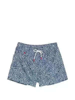 Kiton Patterned Swim Shorts - Blue