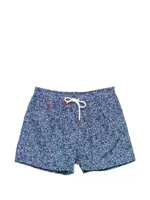 Kiton Floral-print Swim Shorts - Blue