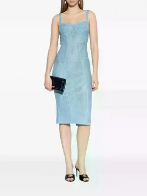 Dolce & Gabbana Openwork Knit Bustier Midi Dress