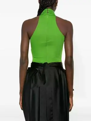 Elisabetta Franchi Crêpe Jersey Bodysuit With Jewel Detail - Green