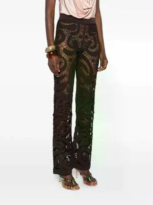 Pinko Crochet Knit Trousers - Brown