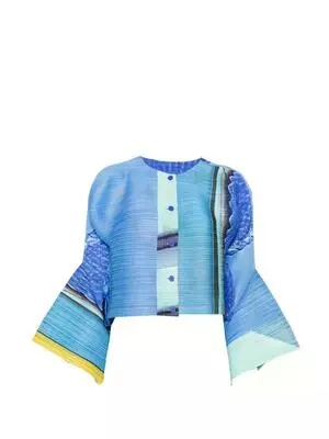 Issey Miyake Pleated Buttoned Blouse - Blue