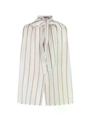 SEMICOUTURE Jana Striped Tie-neck Top - White