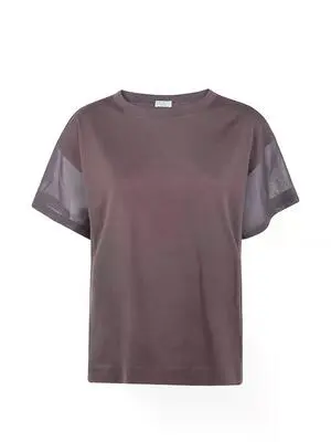 Brunello Cucinelli Mesh Panelled T-shirt - Brown