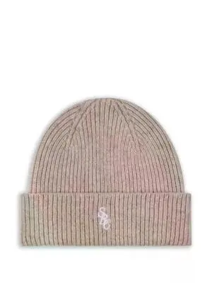 SPORTY & RICH Embroidered Logo Beanie - Neutrals