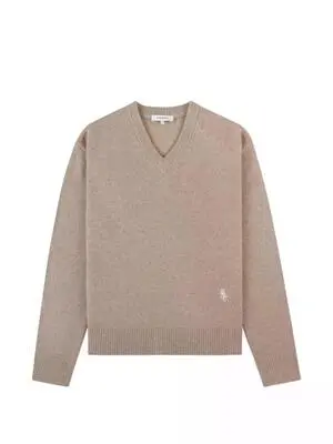 SPORTY & RICH V-neck Embroidered Sweater - Neutrals