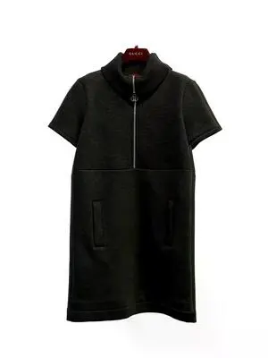 Gucci Half-zip Roll-neck Mini Dress - Black