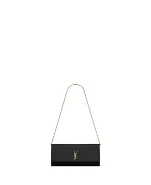 Saint Laurent Kate Clutch In Grain De Poudre Leather - Black