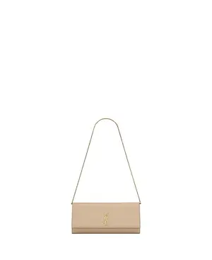 Saint Laurent Kate Clutch In Grain De Poudre Leather - Dark Beige