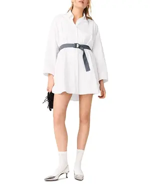 Maje Belted Shirtdress - White