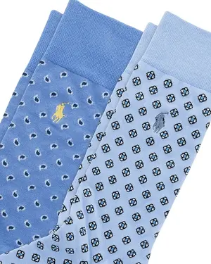 Polo Ralph Lauren Foulards Crew Socks, Pack Of 2 - Light Blue