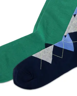 Polo Ralph Lauren Lightweight Argyle Crew Socks Pack - Navy Blue Green