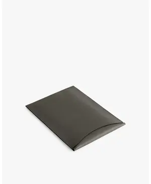 Cuyana Convertible 14" Leather Laptop Sleeve - Dark Olive