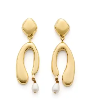 Cuyana Nube Pearl Dangle Earrings - Gold